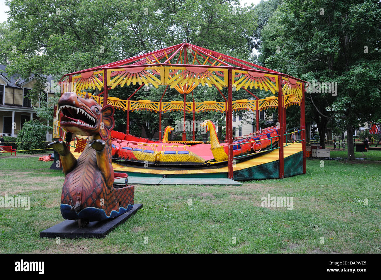 A dragon carnival ride is at Fete Paradiso on Governors Island in New ...