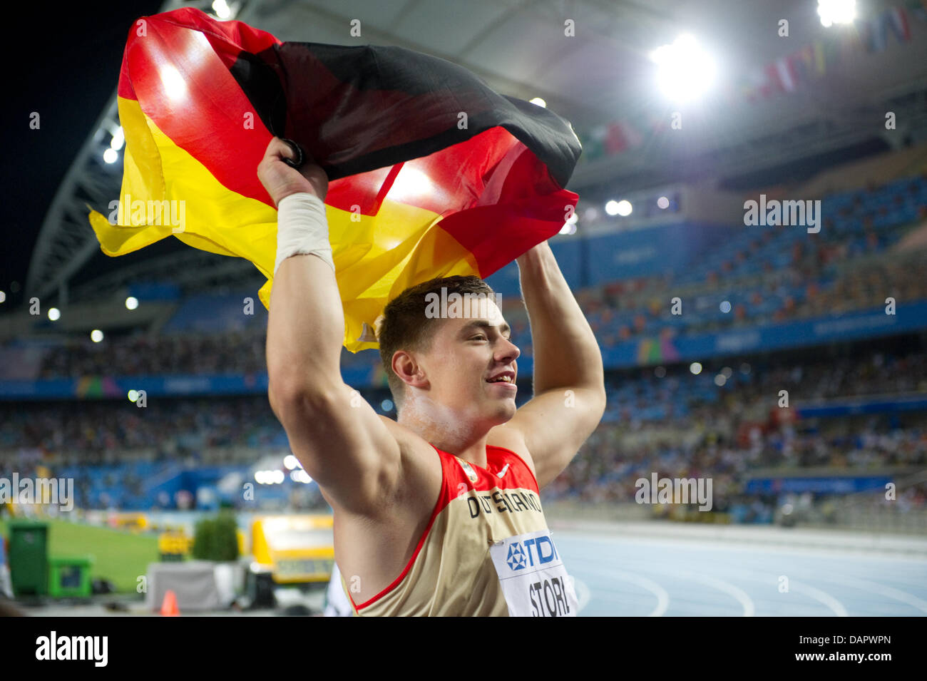 David Storl of Germany celebrates after winning the Shot Put final at ...