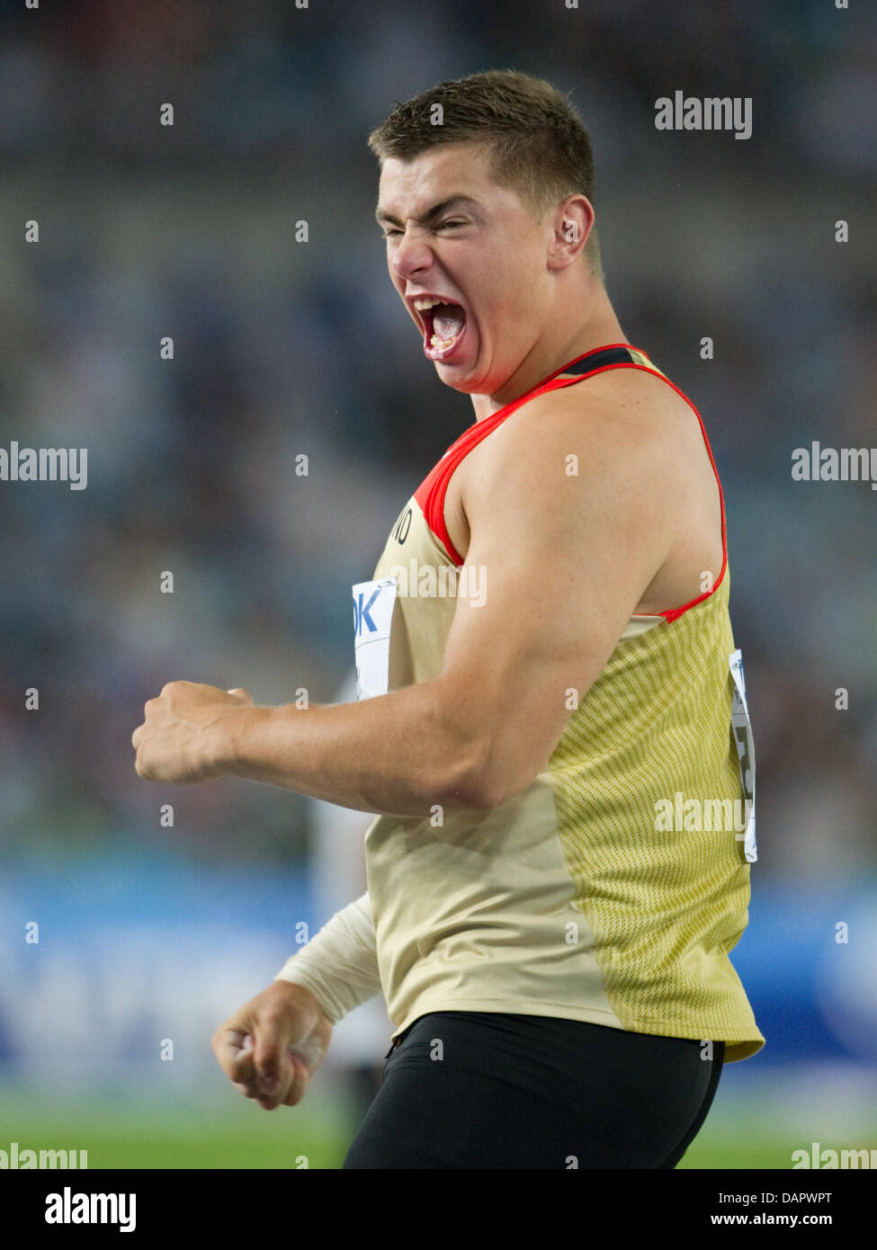 David Storl of Germany celebrates after winning the Shot Put final at ...