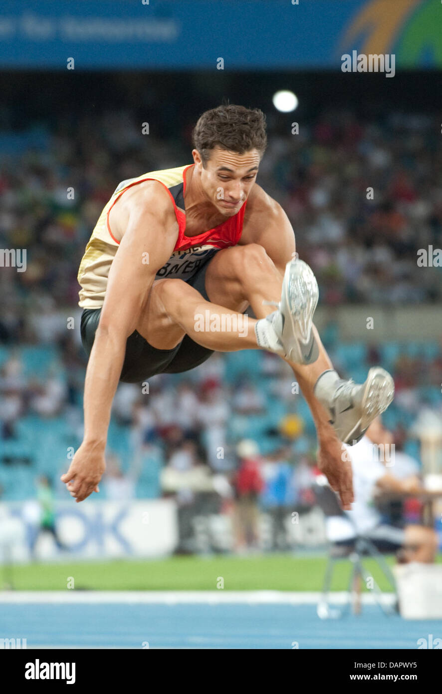 Sebastian Bayer of Germany competes in the men's Long Jump final at the ...