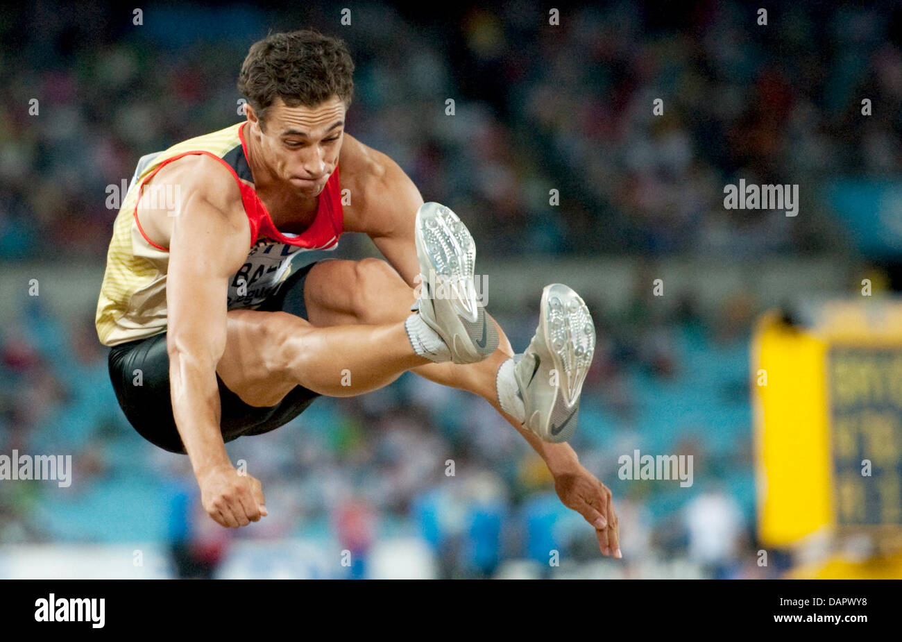 Sebastian Bayer of Germany competes in the men's Long Jump final at the ...