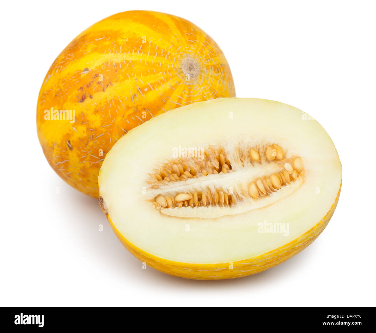 melon sliced half on white background Stock Photo - Alamy