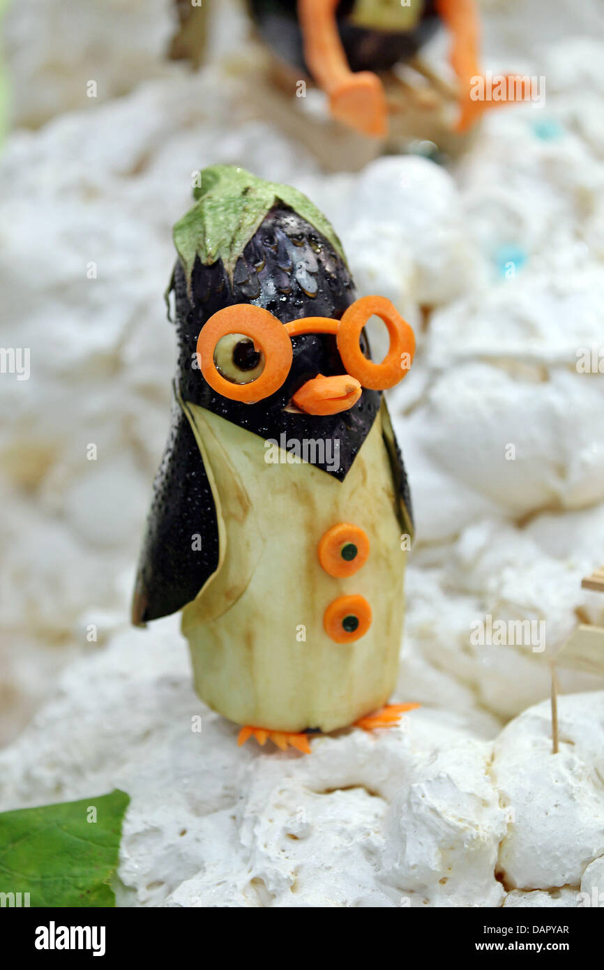 A pinguin made of an eggplant is presented at the 1st European ...