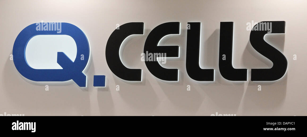The logo of the German solar cell manufacturer QCells is seen at a ...