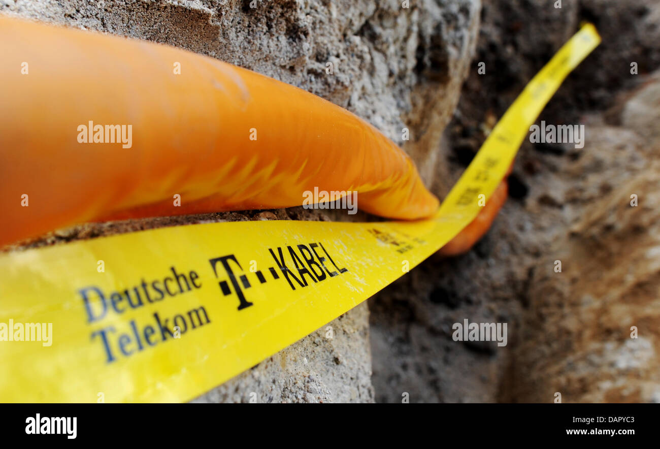 Bundeled fibre optic cables of the German telecommunications company ...