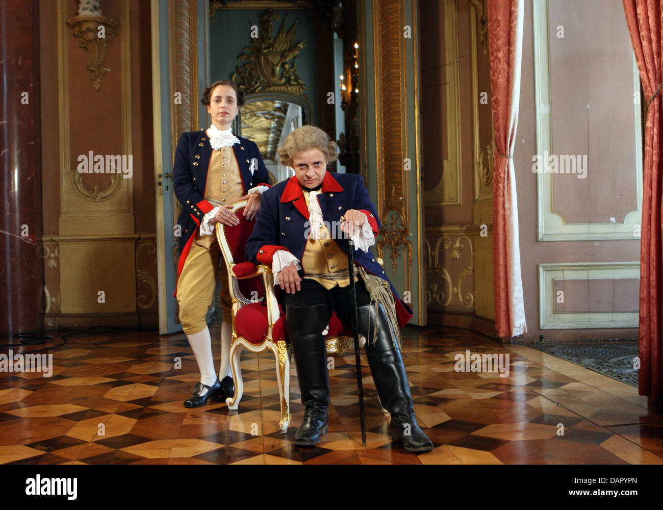 Actress Katharina Thalbach acting as 'Old Fritz' and Anna Thalbach (L ...