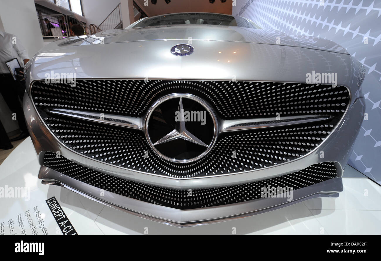 A concept Class A car sits in the "mb! Lounge" on Schlossplatz in ...