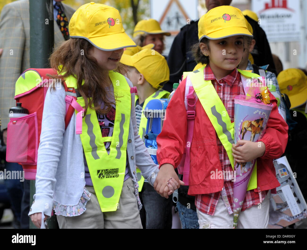 First year pupils walk in a street in Duesseldorf, Germany, 07 ...