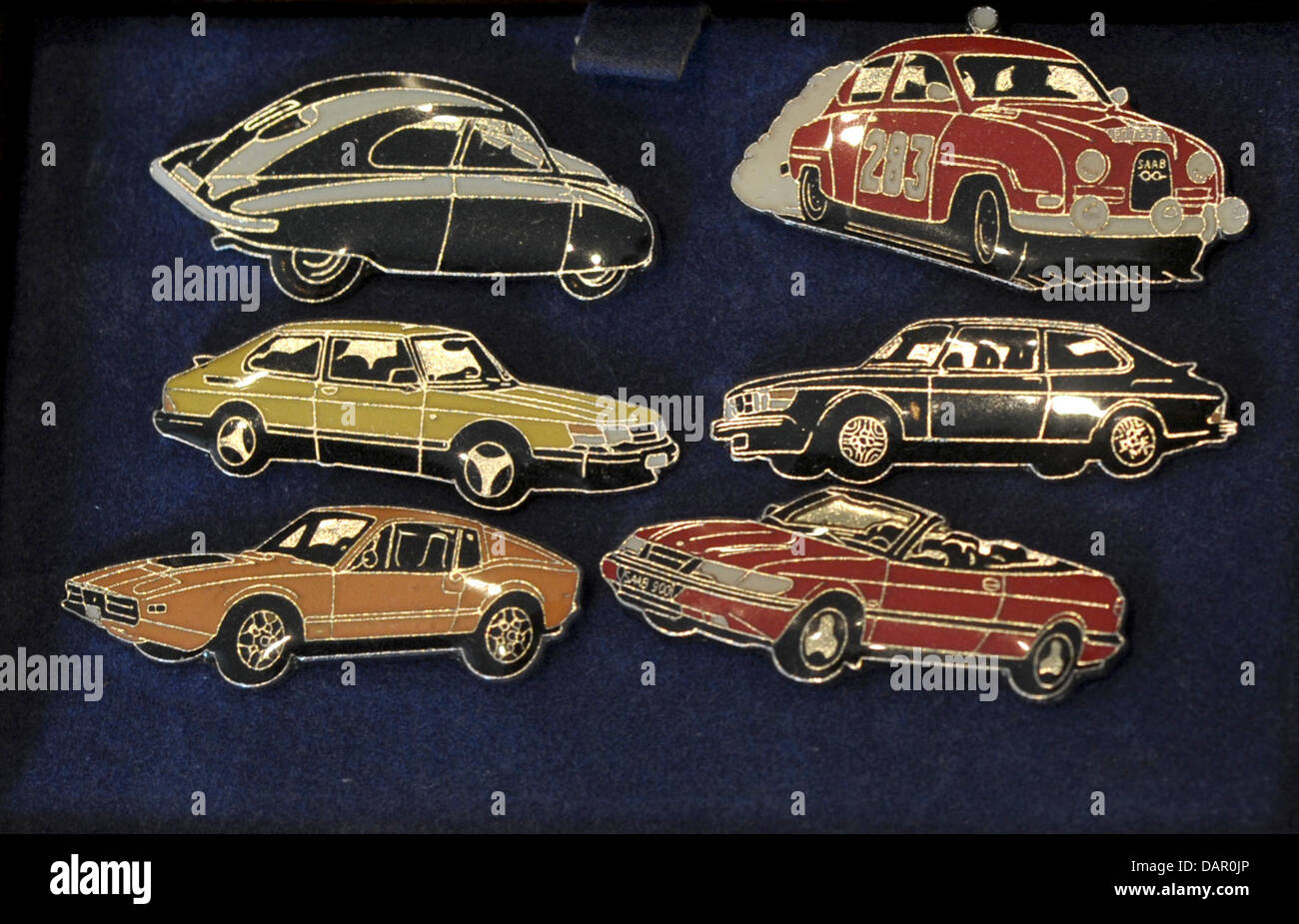 Pins with different Saar car models are pictured in Hamburg, Germany, 7 ...