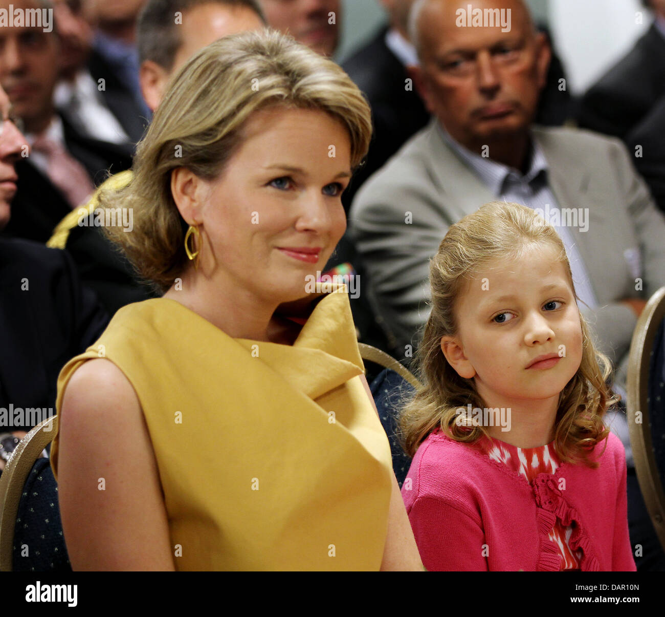 Crown Princess Mathilde of Belgium (L) and her daughter Princess ...