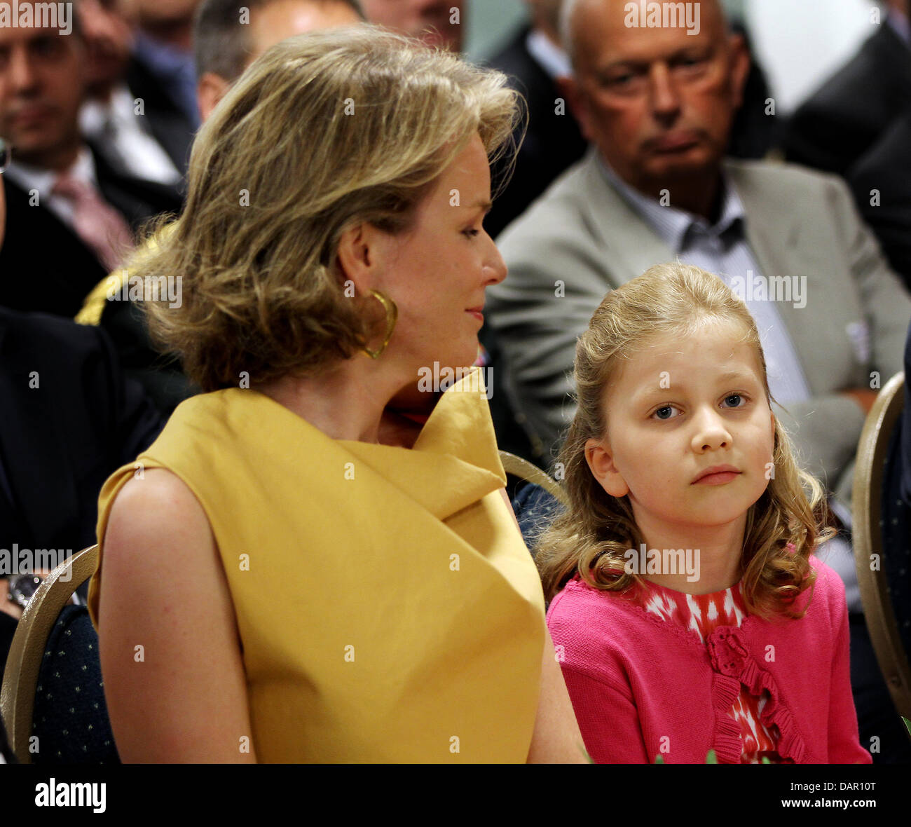 Crown Princess Mathilde of Belgium (L) and her daughter Princess ...