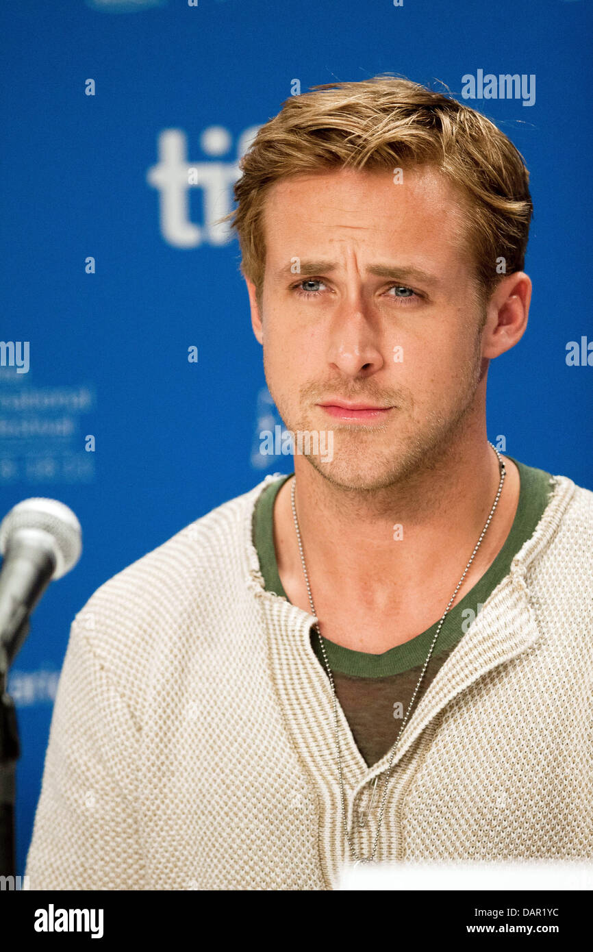 Canadian actor Ryan Gosling poses at the press conference of "The Ides ...