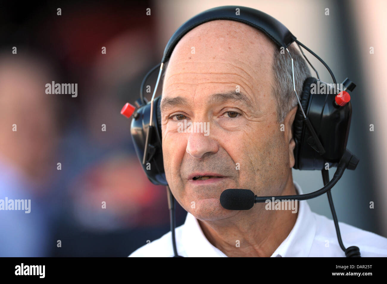 Swiss Peter Sauber, team principal of Sauber, walks through the pit ...
