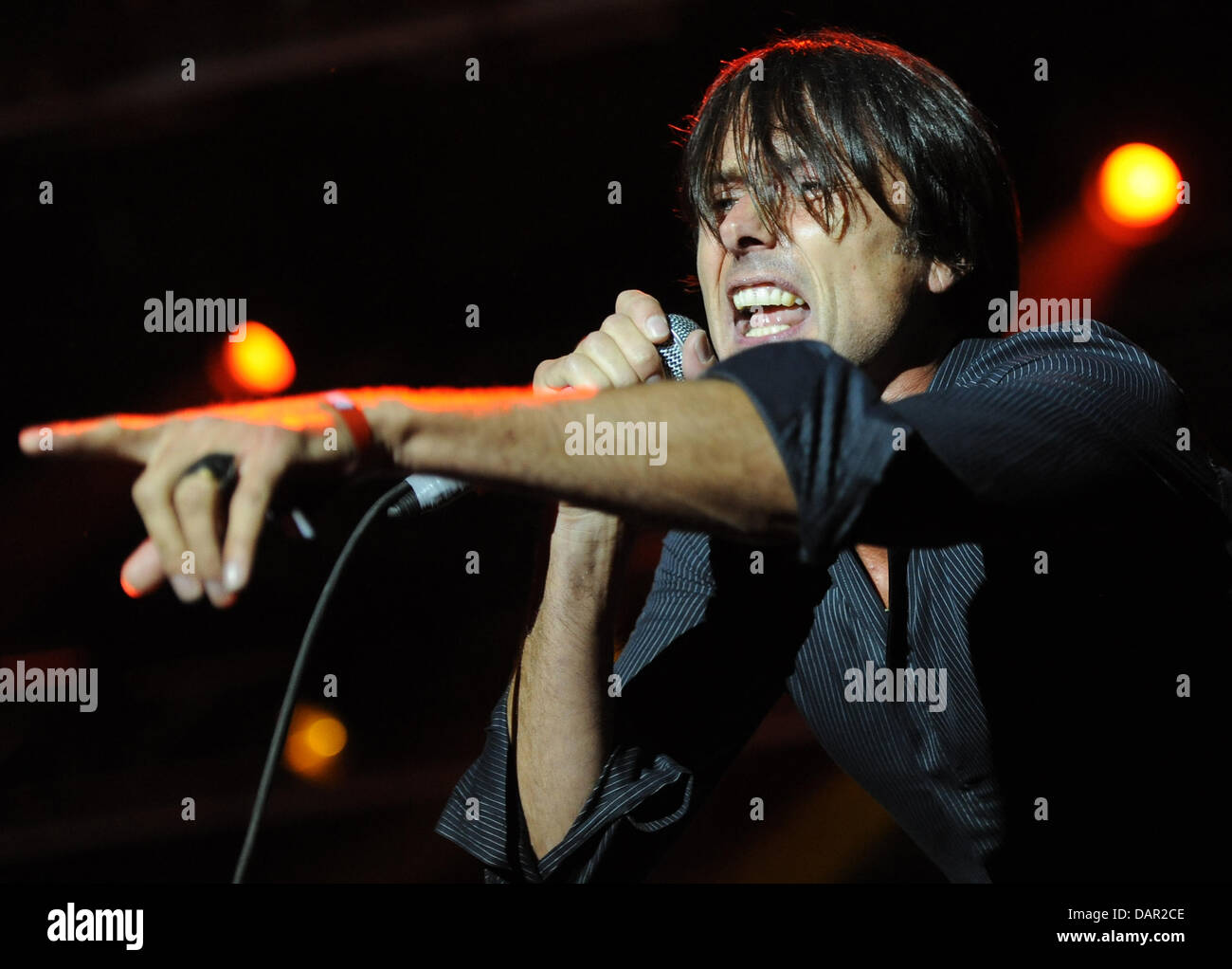 Brett Anderson, singer of the British band Suede, performs during the ...