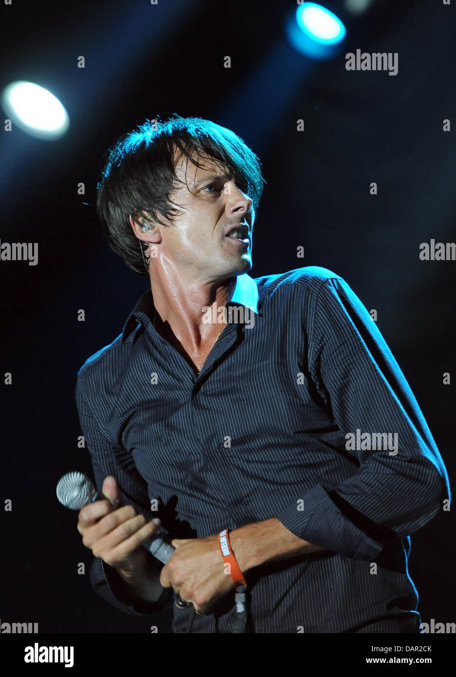 Brett Anderson, singer of the British band Suede, performs during the ...