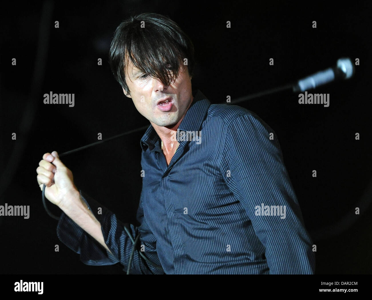 Brett Anderson, singer of the British band Suede, performs during the ...