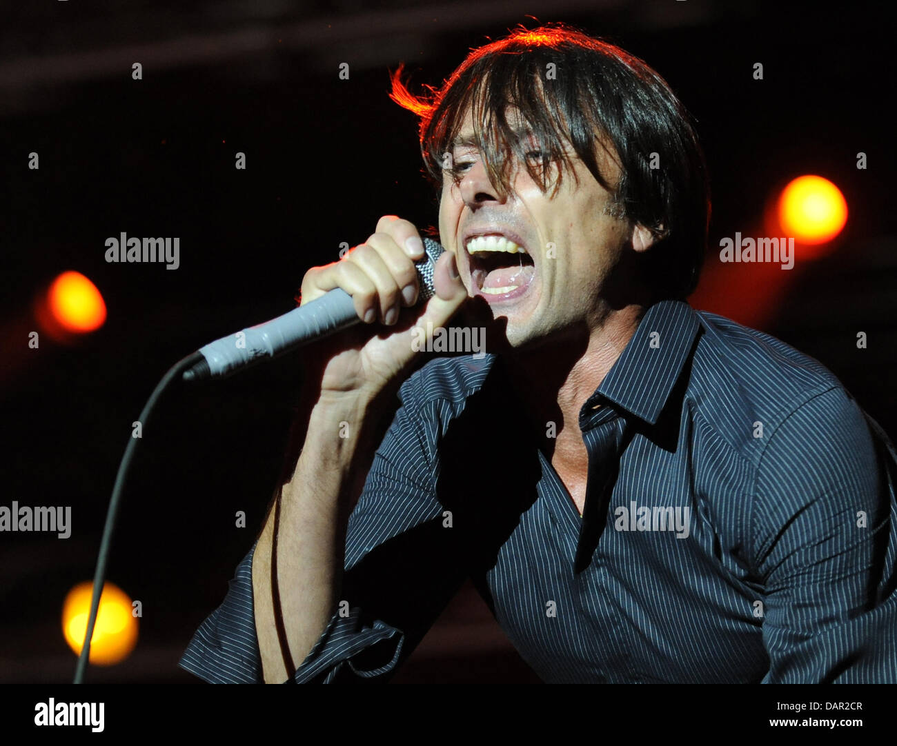 Brett Anderson, singer of the British band Suede, performs during the ...