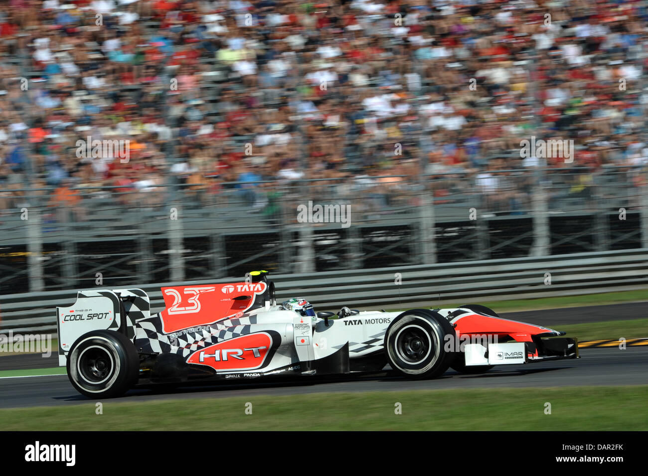 Italian Formula One driver Vitantonio Liuzzi of HRT steers his car ...