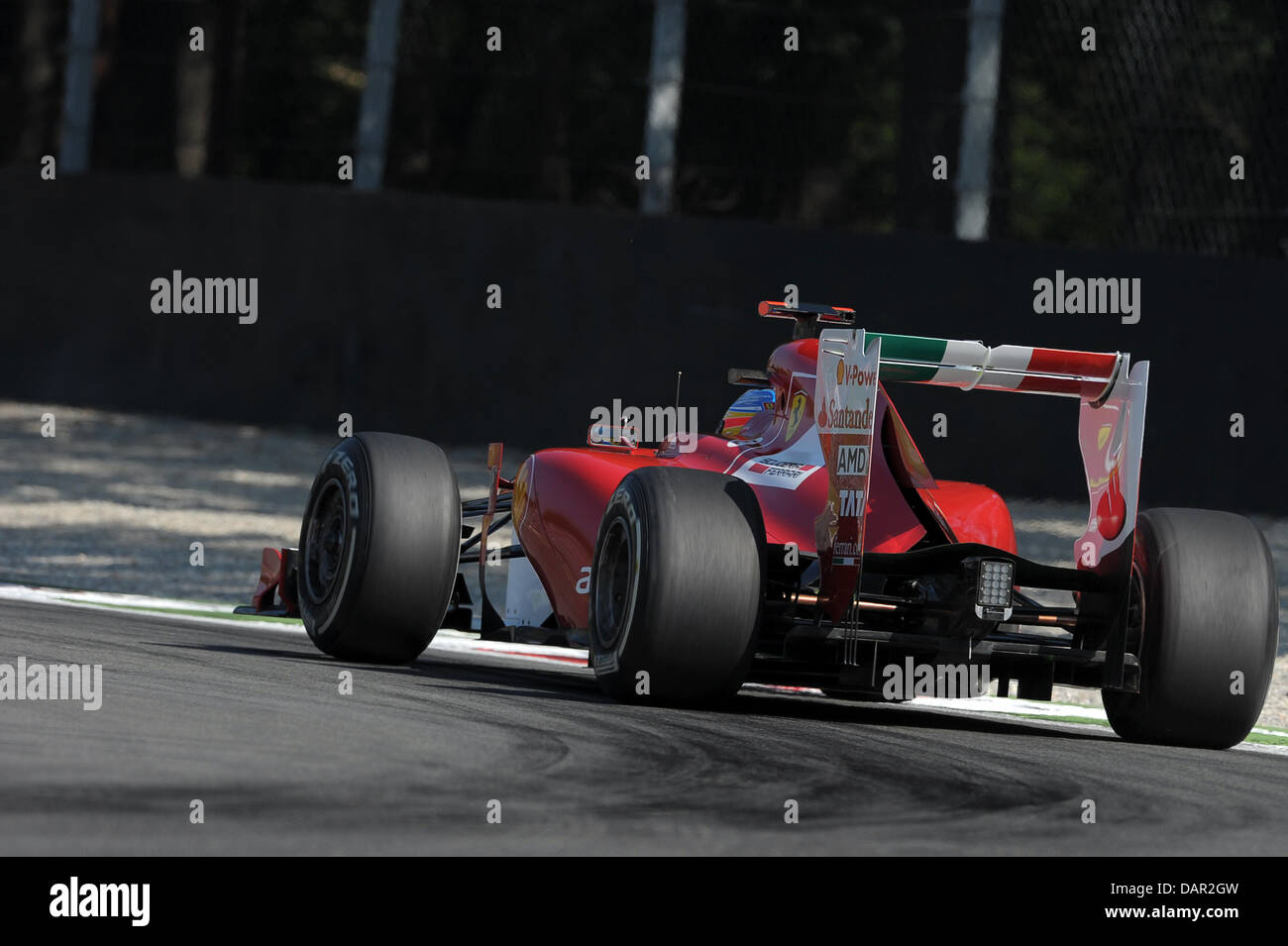 Spanish Formula One driver Fernando Alonso of Ferrari steers his car ...