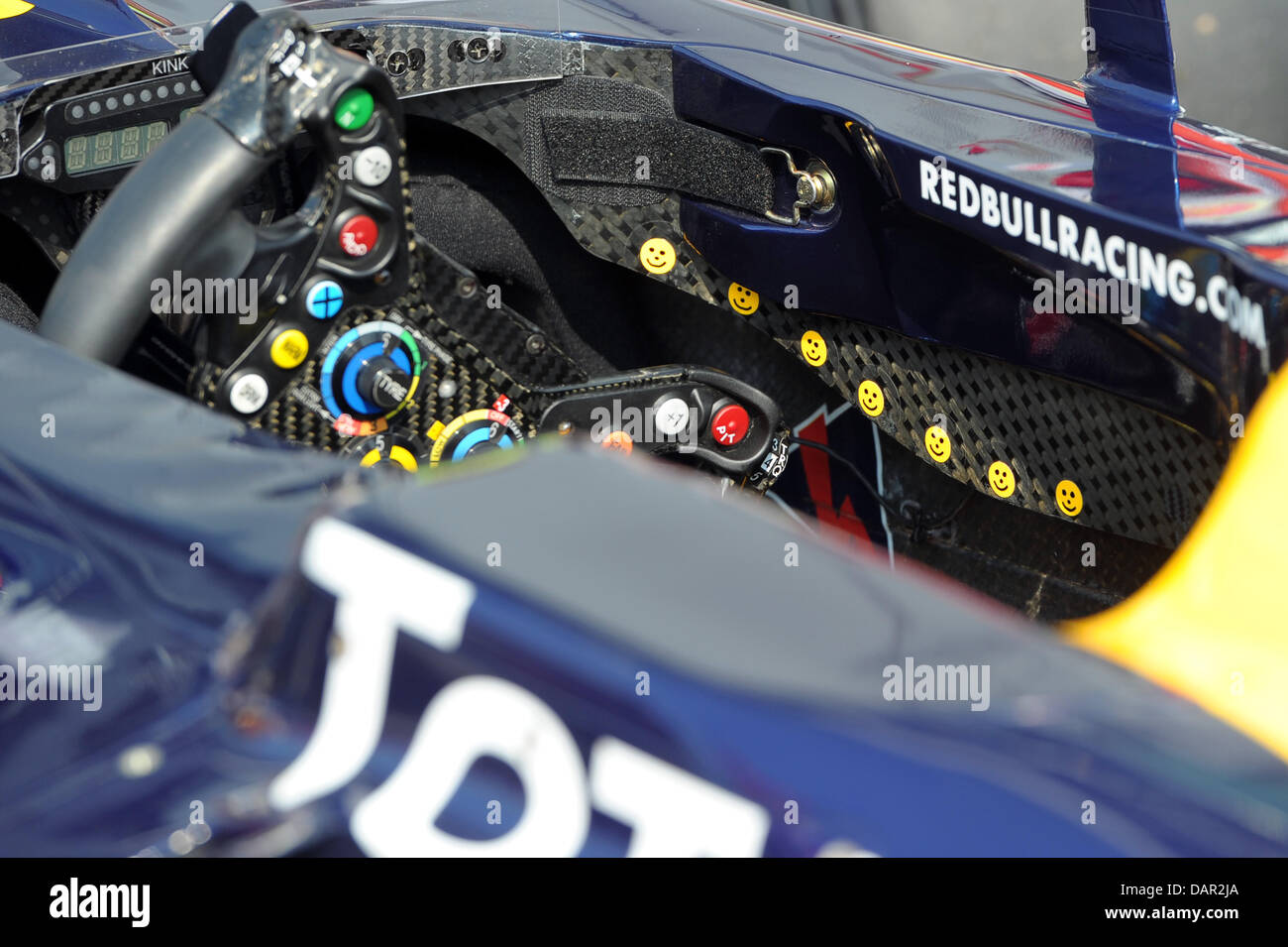 Smiley-stickers for each victory in the 2011 season are affixed in the ...