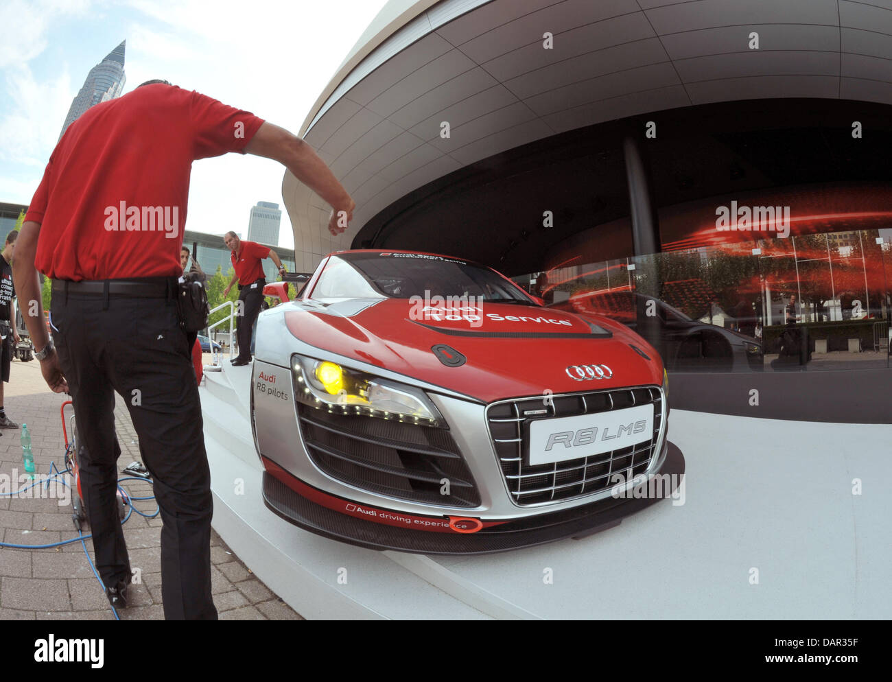An Audi racing car is driven to the Audi racing track at the ...