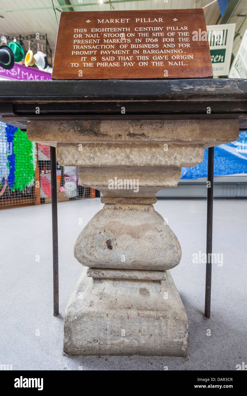 England, Somerset, Bath, Bath Market, The Market Pillar or "Nail ...