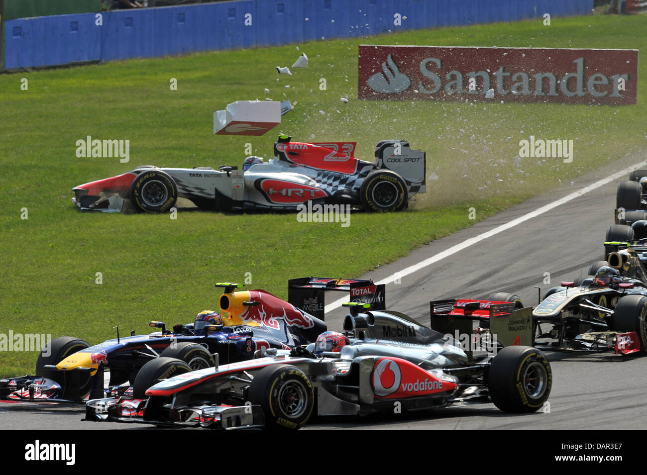 British Formula One driver Jenson Button (2nd L) of McLaren Mercedes ...