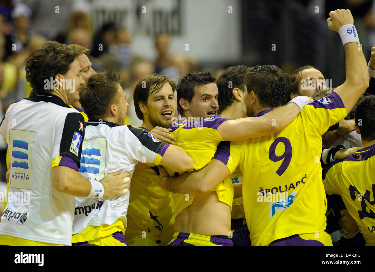 Berlin celebrates the victory after the German handball Bundesliga ...
