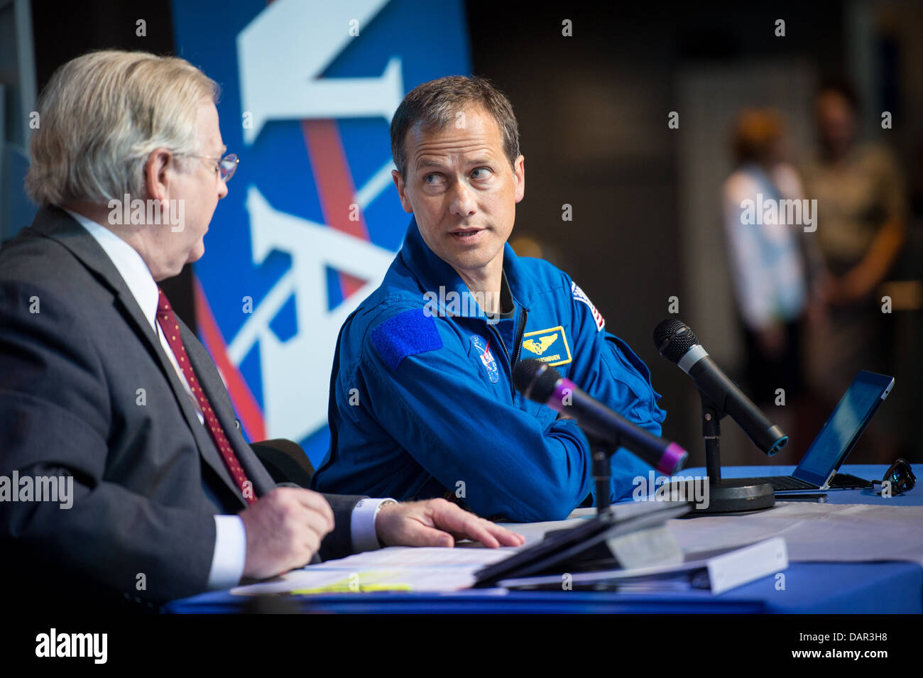 NASA astronaut Tom Marshburn discusses spacewalks during a talk at the ...