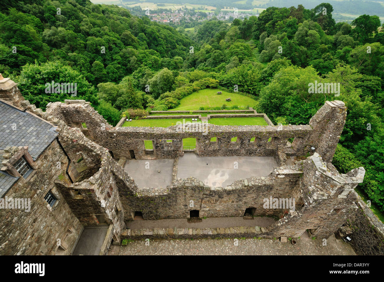Looking south from the top rampart of Castle Campbell, down Dollar Glen ...