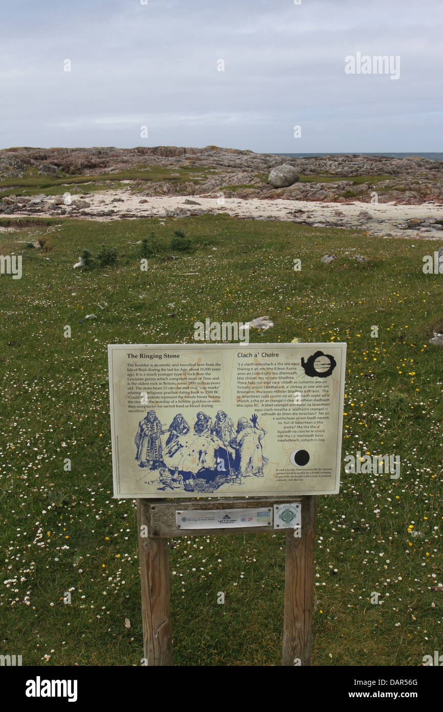Bilingual Information sign for Ringing stone Isle of Tiree Scotland ...