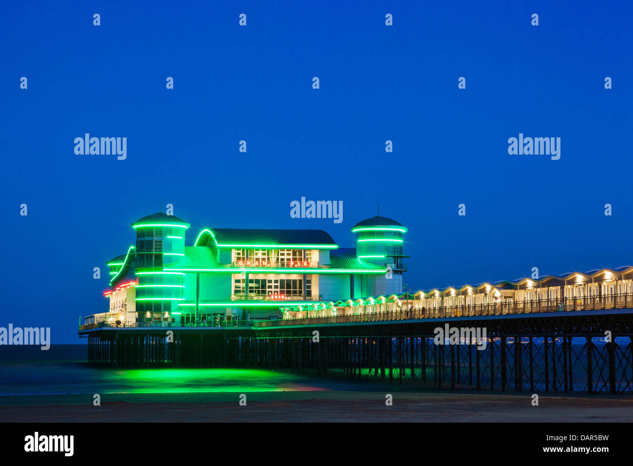 England, Somerset, Weston-Super-Mare, The Grand Pier at night Stock ...