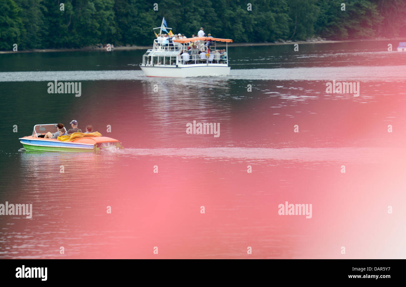 Boats drive on lake Titisee in Titisee-Neustadt, Germany, 17 July 2013 ...