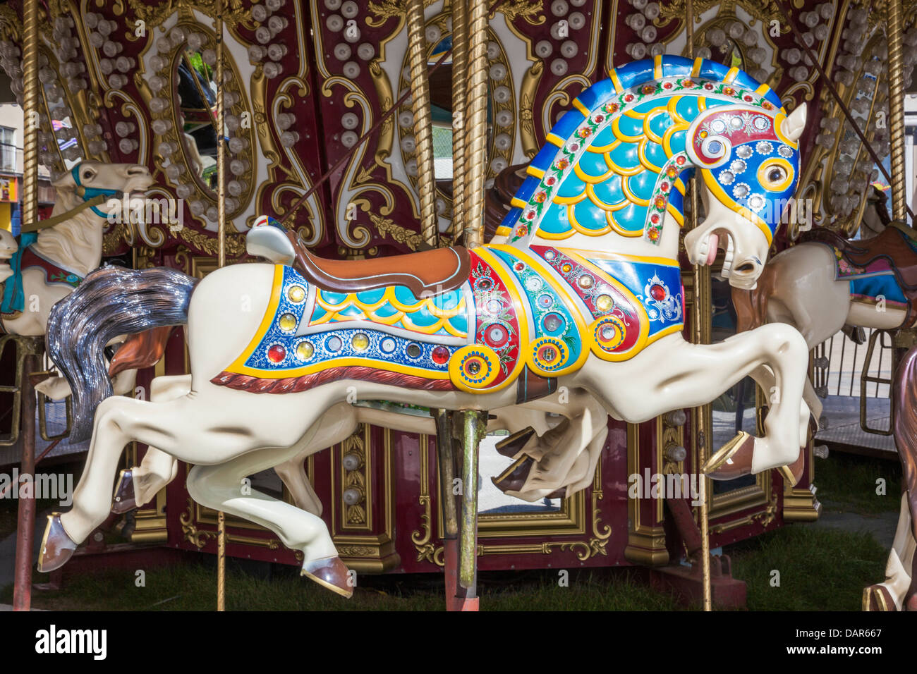 England, Somerset, Weston-Super-Mare, Carousel Horse Stock Photo - Alamy