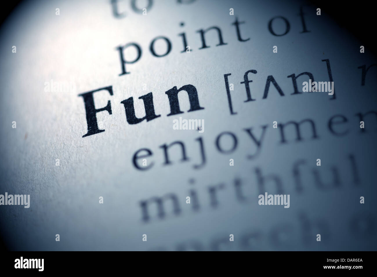 Fake Dictionary, Dictionary definition of the word Fun Stock Photo - Alamy