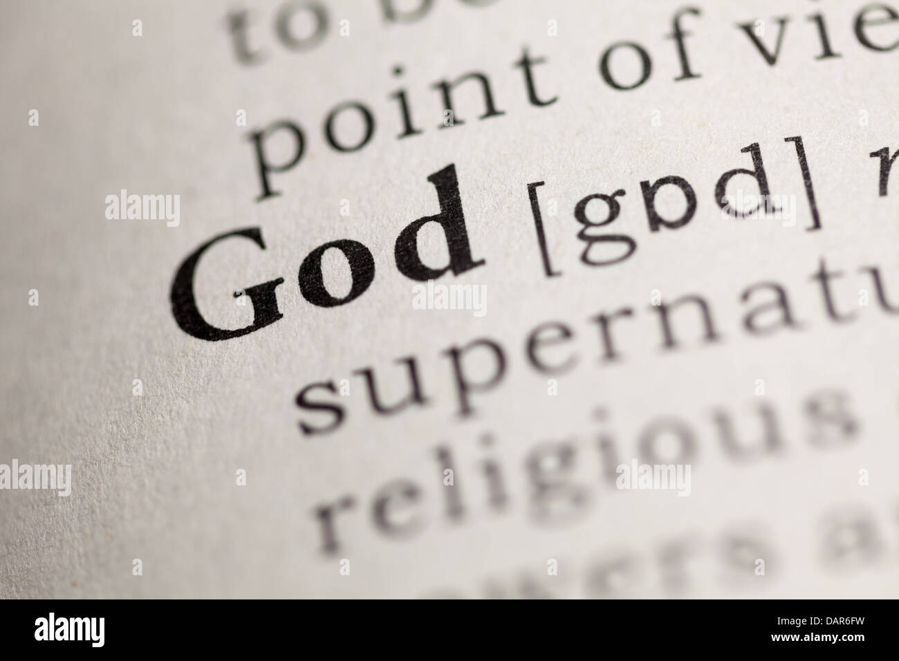 Fake Dictionary, Dictionary definition of the word God Stock Photo - Alamy