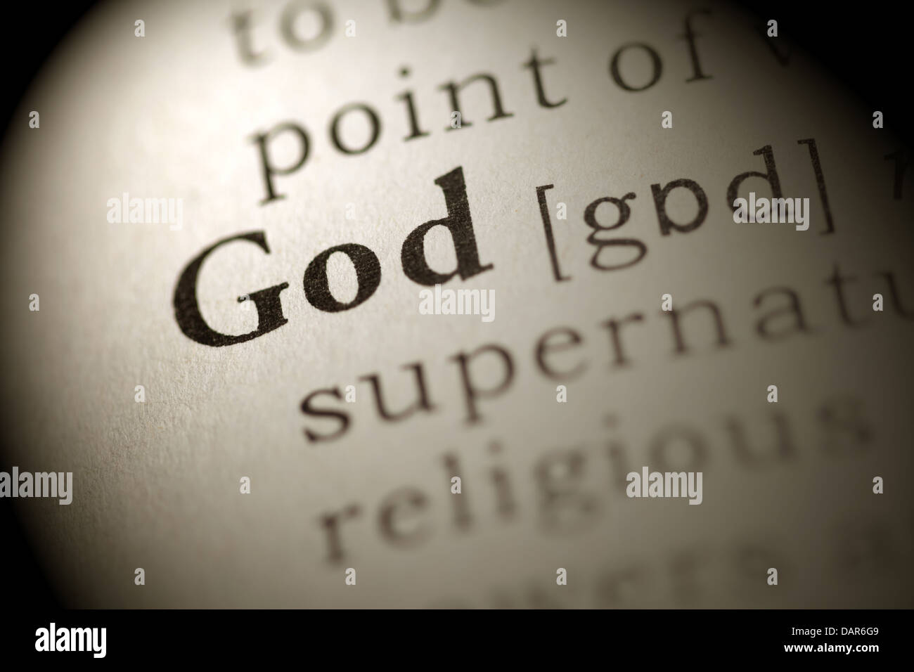 Fake Dictionary, Dictionary definition of the word God Stock Photo - Alamy