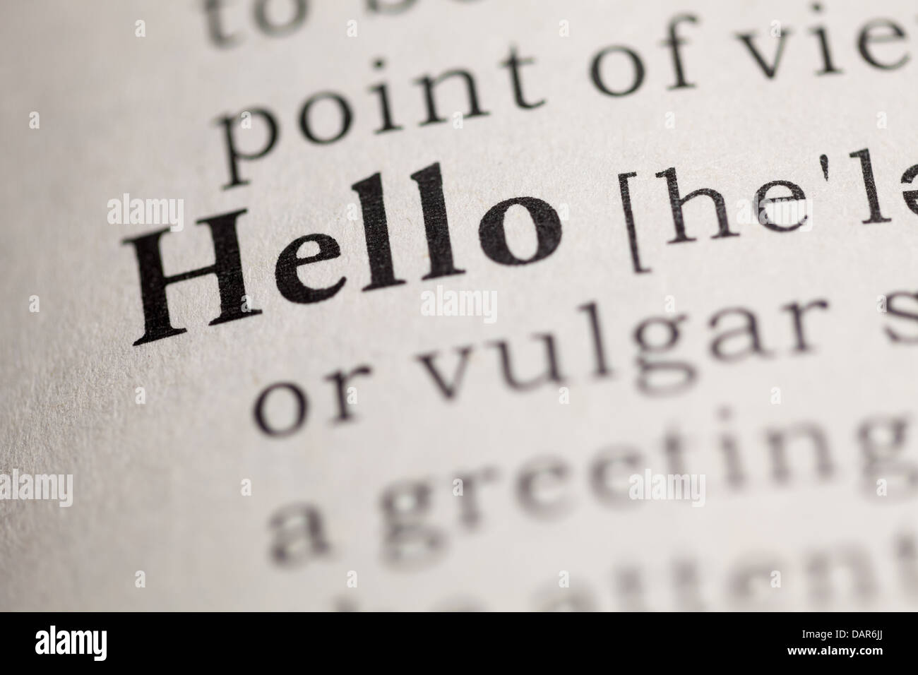 Fake Dictionary, Dictionary definition of the word Hello Stock Photo ...