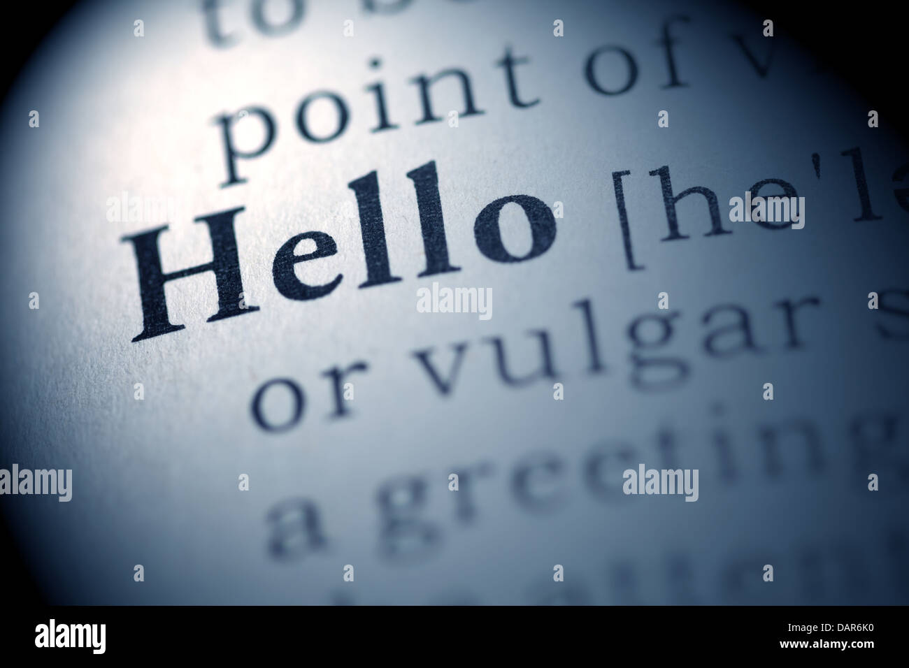 Fake Dictionary, Dictionary definition of the word Hello Stock Photo ...