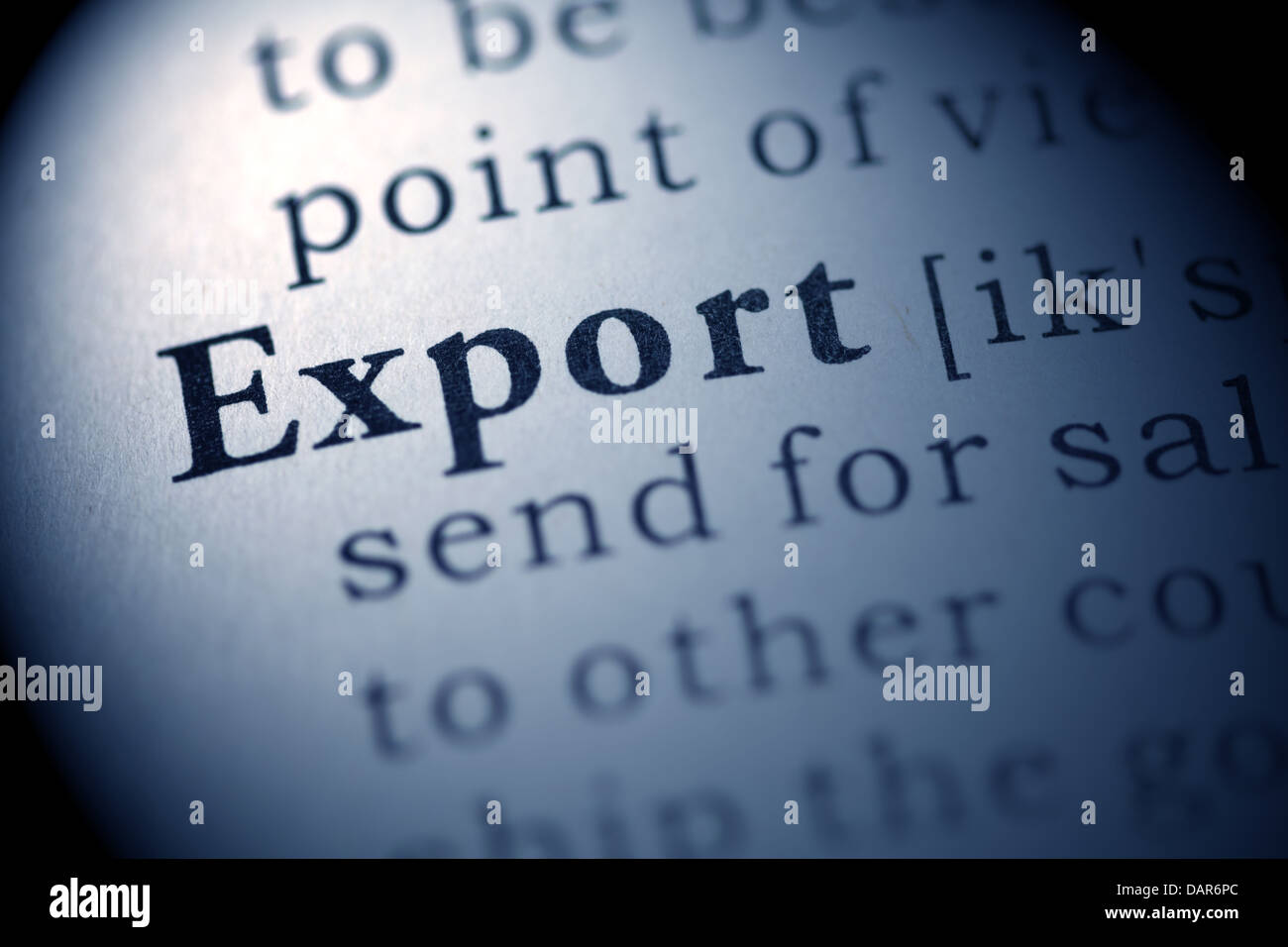 Fake Dictionary, Dictionary definition of the word Export Stock Photo ...