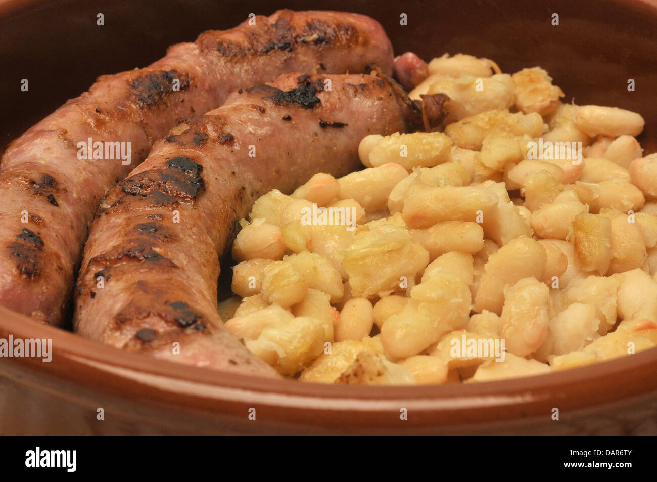 sausage with beans, typical Catalan dish. Catalonia. Spain Stock Photo ...