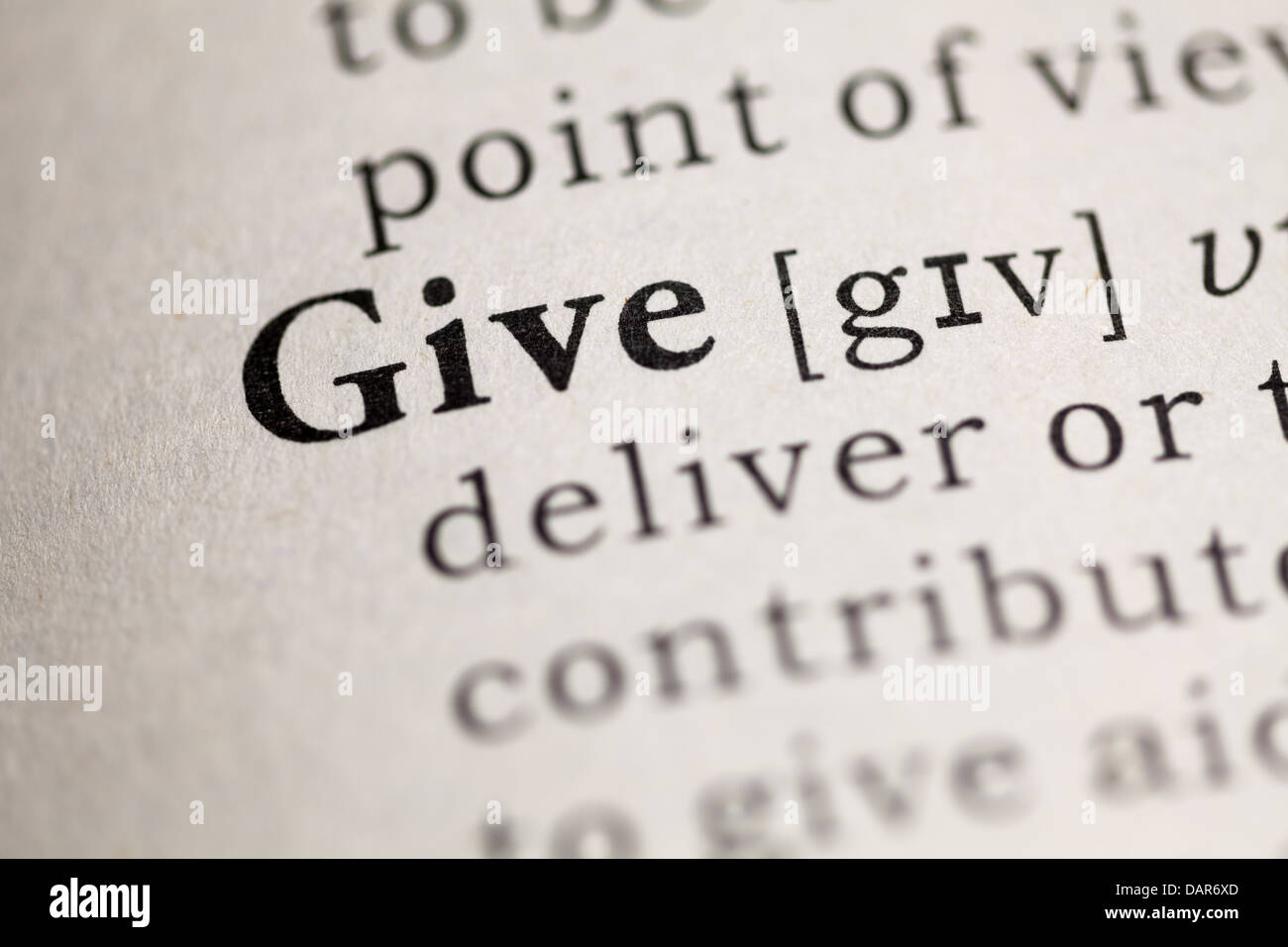 Fake Dictionary, Dictionary definition of the word Give Stock Photo - Alamy