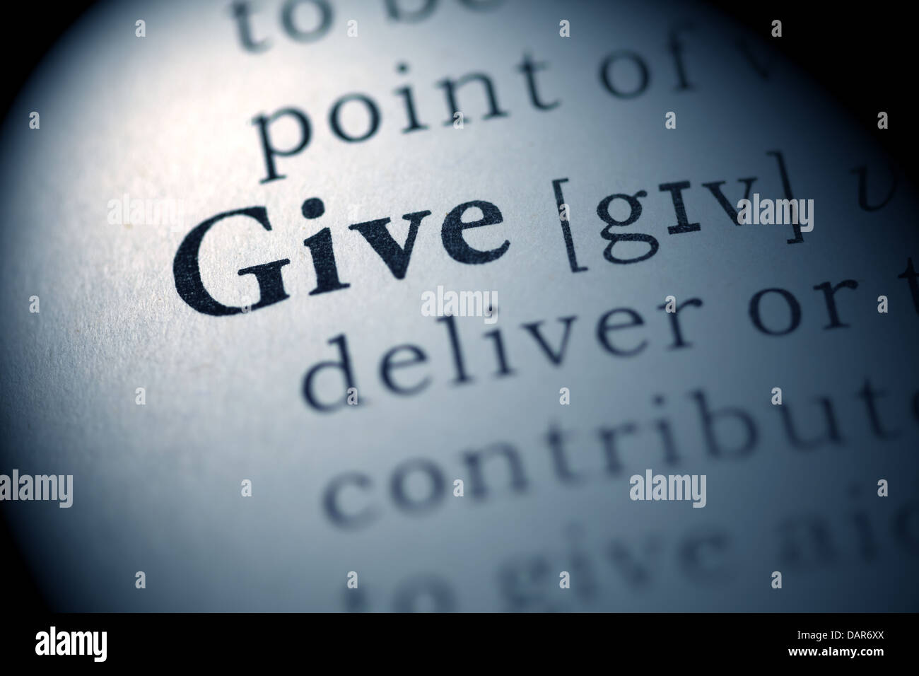 Fake Dictionary, Dictionary definition of the word Give Stock Photo - Alamy