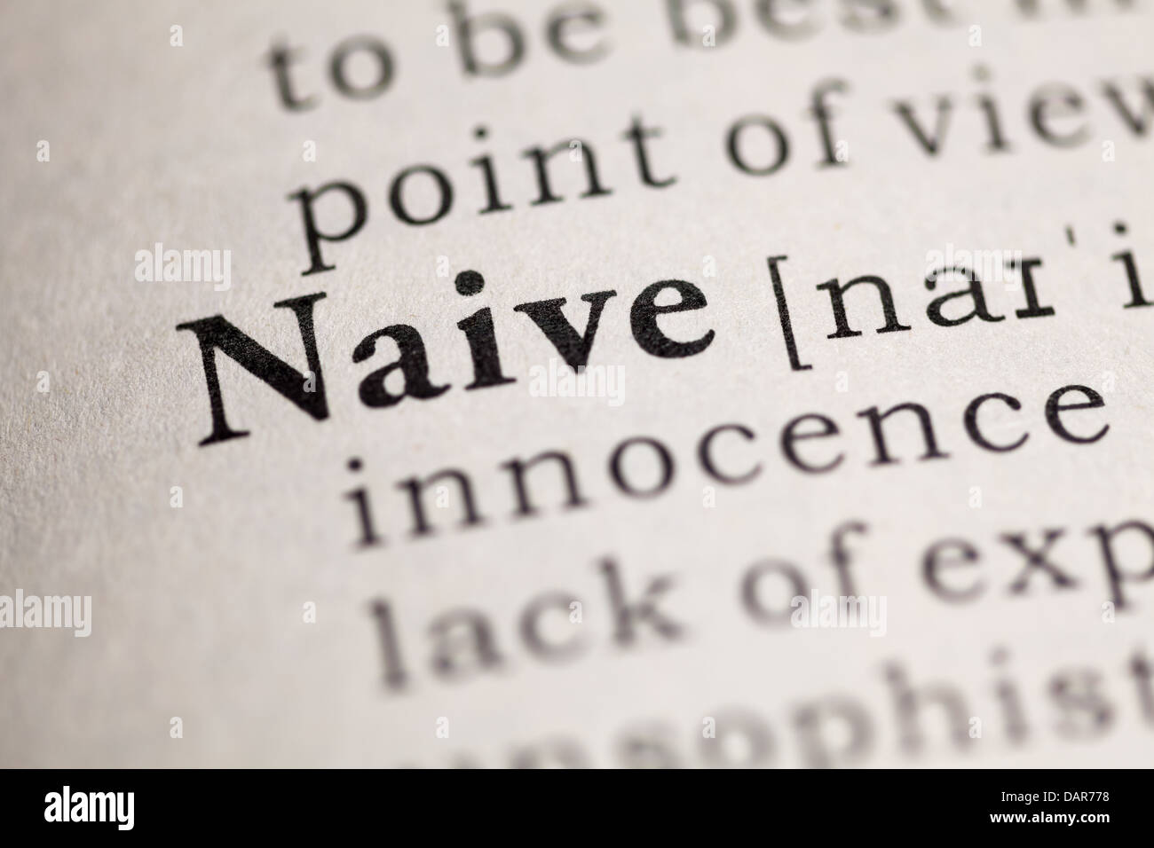 Fake Dictionary, Dictionary definition of the word Naive Stock Photo ...