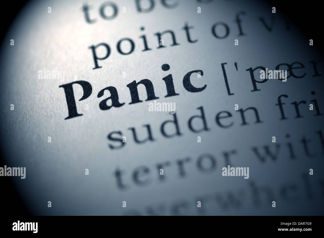 Fake Dictionary, Dictionary definition of the word Panic Stock Photo ...