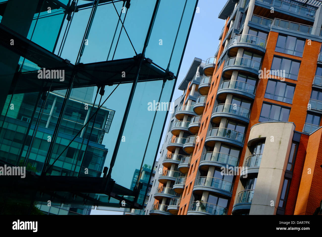 England, Manchester, modern law courts and adjacent modern flats Stock ...