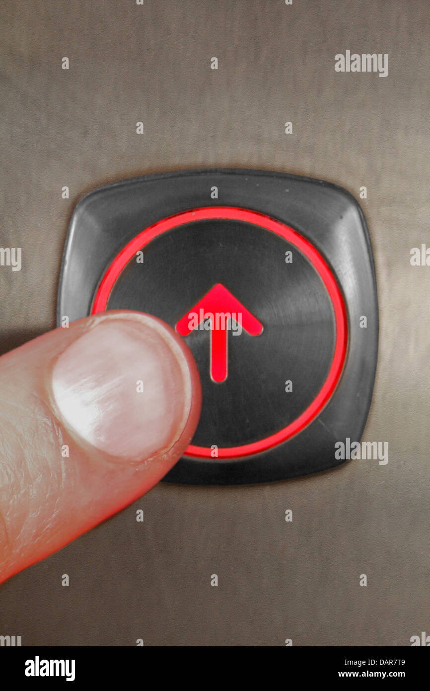 Button outside an elevator or lift Stock Photo - Alamy