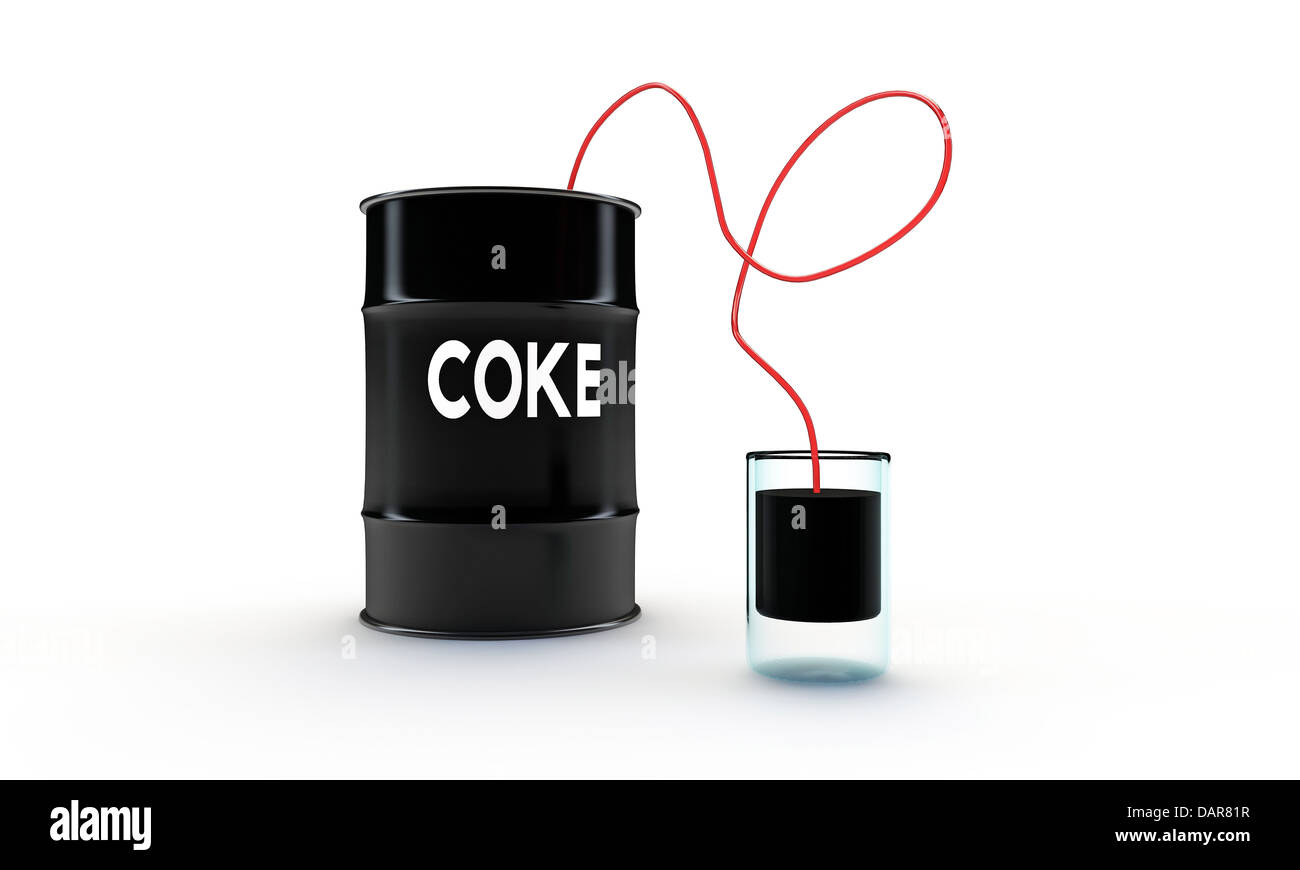coke in a black barrel isolated on white background Stock Photo - Alamy