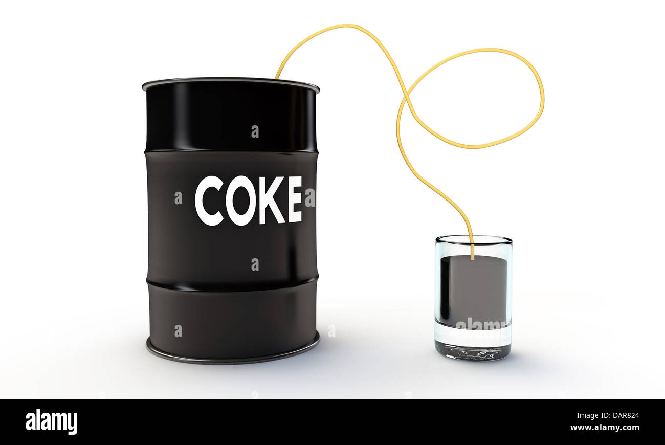 coke in a black barrel isolated on white background Stock Photo - Alamy