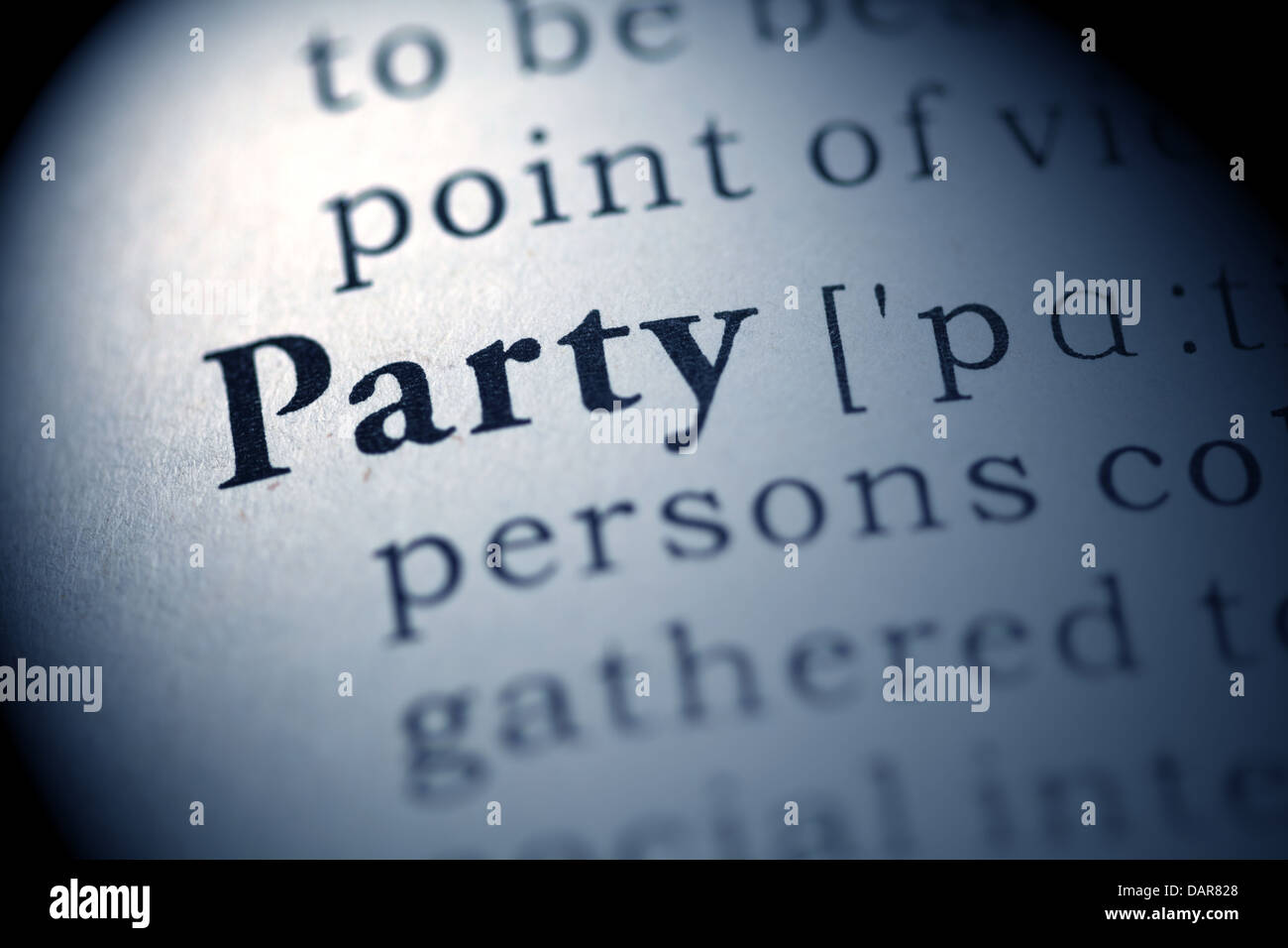 Fake Dictionary, Dictionary definition of the word Party Stock Photo ...